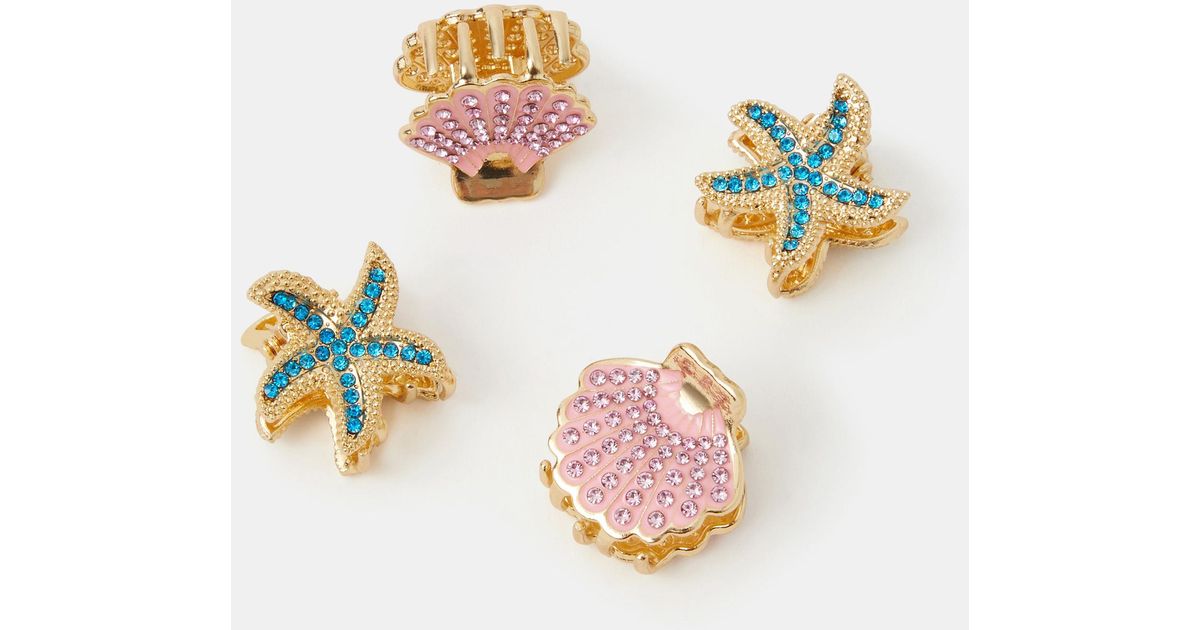 Accessorize 4-Pack Mini Starfish & Shell Claw Clips in White | Lyst UK