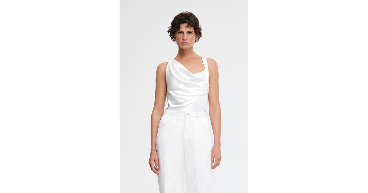 Acler Satin Blouse, Tank Silhouette, Invisible Zip in White | Lyst UK