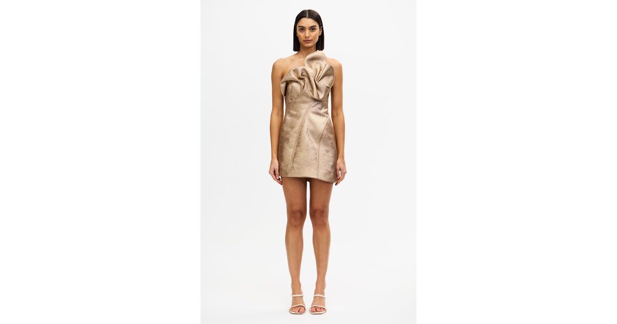 Acler Acler Strapless Metallic Mini Dress, Au6/Us2 in Natural | Lyst UK