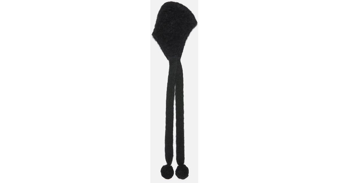 Acne Studios Mohair Cap With Earflaps in Black | Lyst