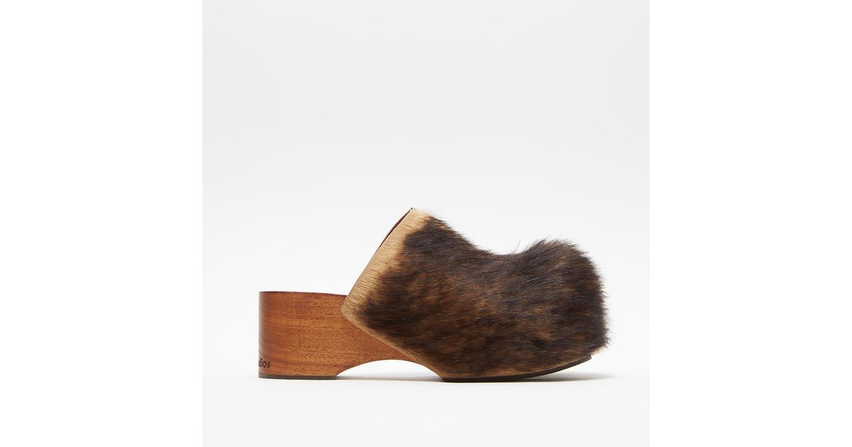 Acne Studios Hairy Wood Clogs in Brown | Lyst