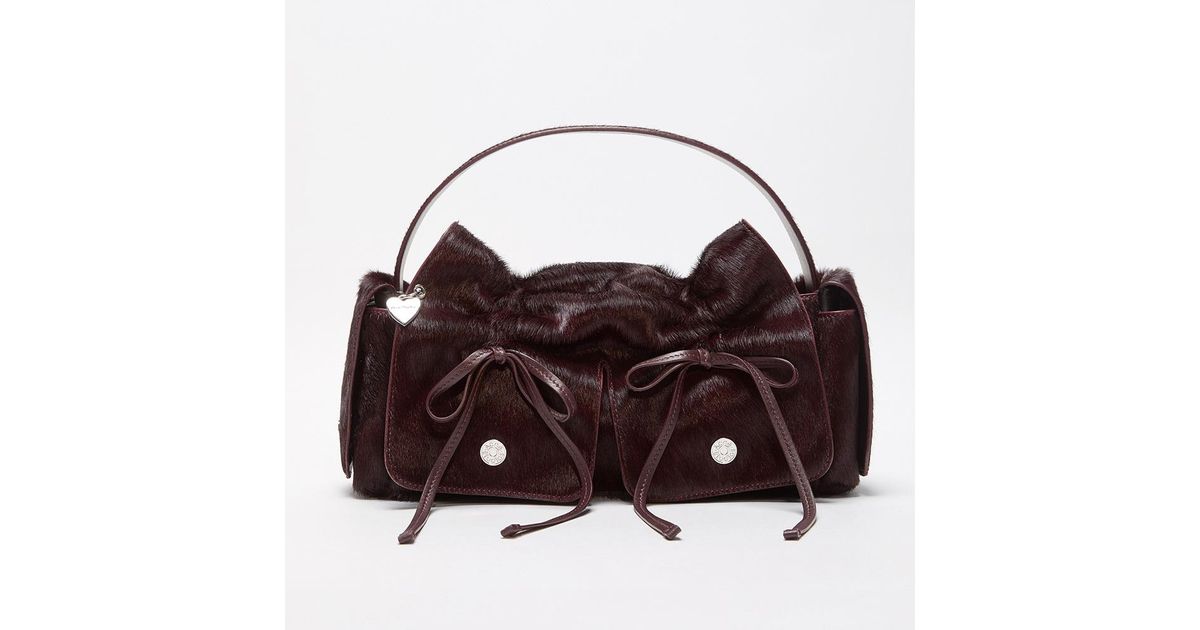 Acne Studios Multipocket Furry Leather Bag in Purple | Lyst