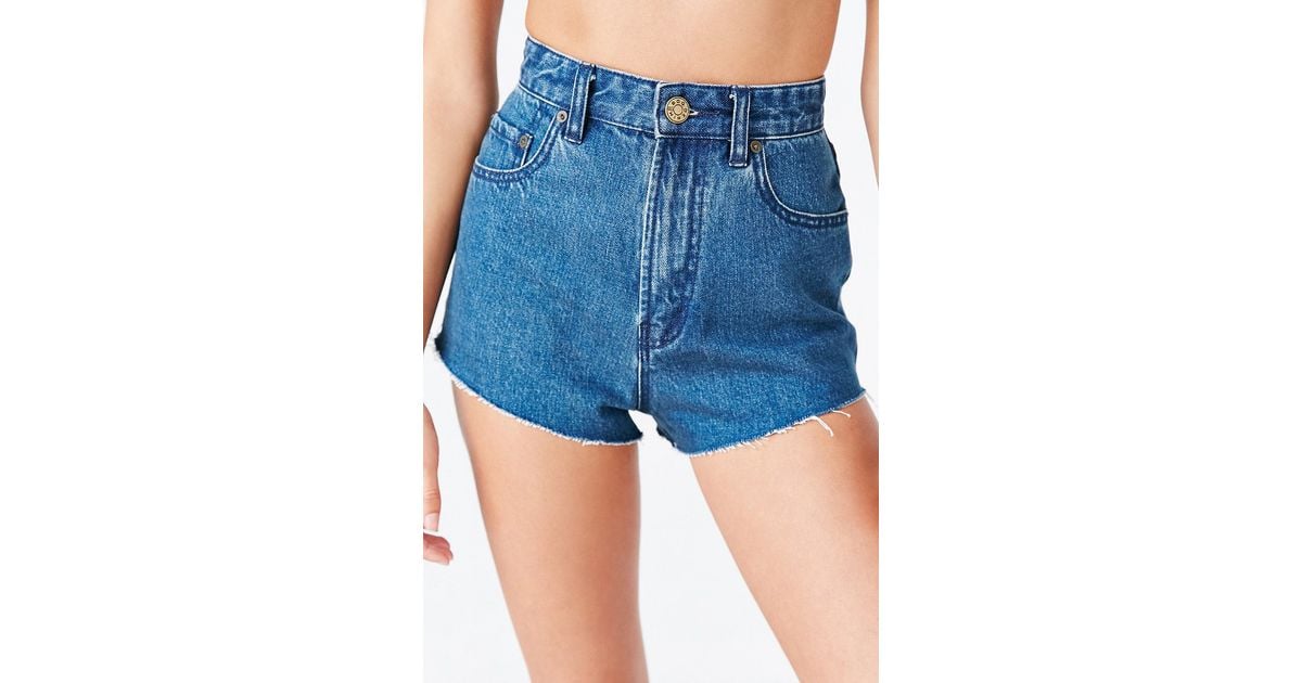 BDG Super High-rise Cheeky Denim Short in Blue | Lyst