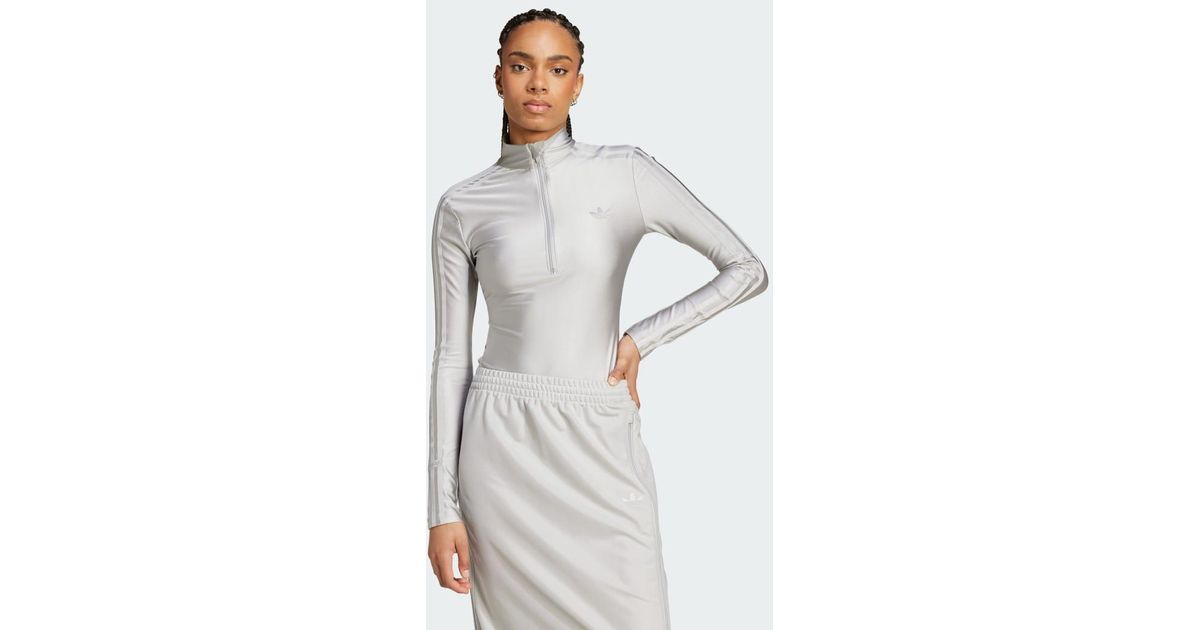 adidas Firebird Zip-Up Bodysuit in Grey | Lyst UK