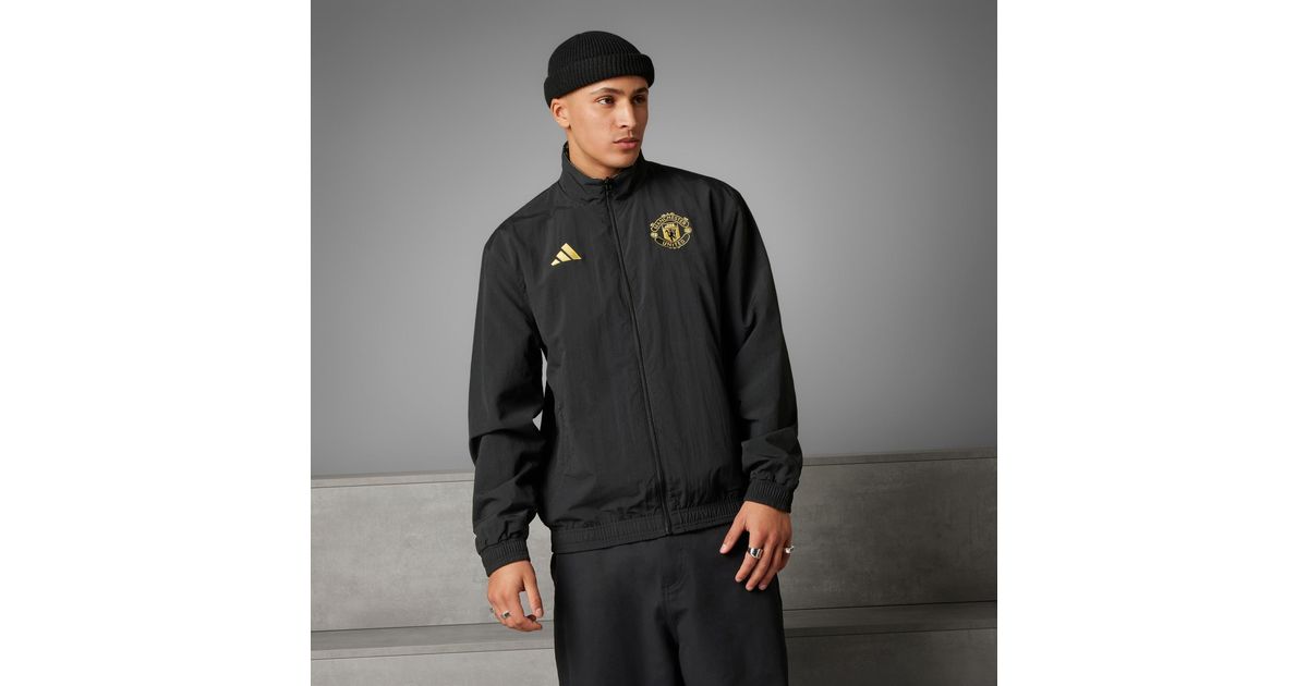 adidas Manchester United Stone Roses Anthem Jacket in Black for Men ...