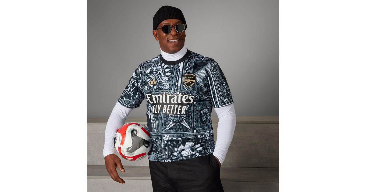 adidas Arsenal Ian Wright Pre-match Jersey in Black for Men | Lyst UK