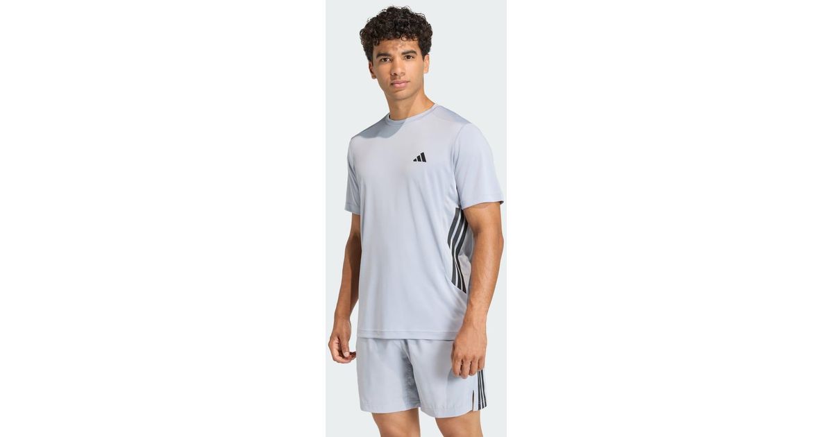 adidas Tech Essentials Workout 3 Stripes T-Shirt in Blue for Men | Lyst UK