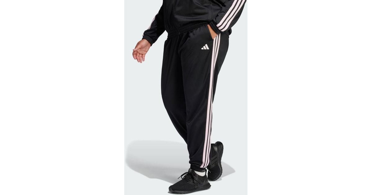 adidas Tricot 3-Stripes Track Tracksuit Bottoms (Plus Size) in Black ...