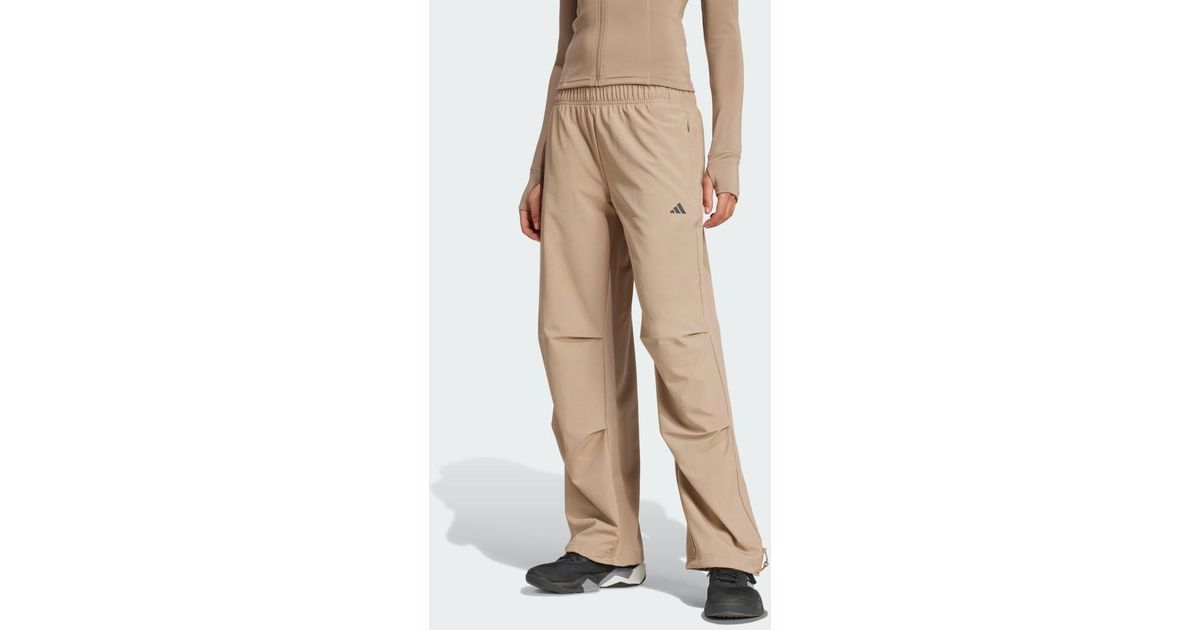 adidas Workout Essentials Woven Training Joggers in Natural | Lyst UK