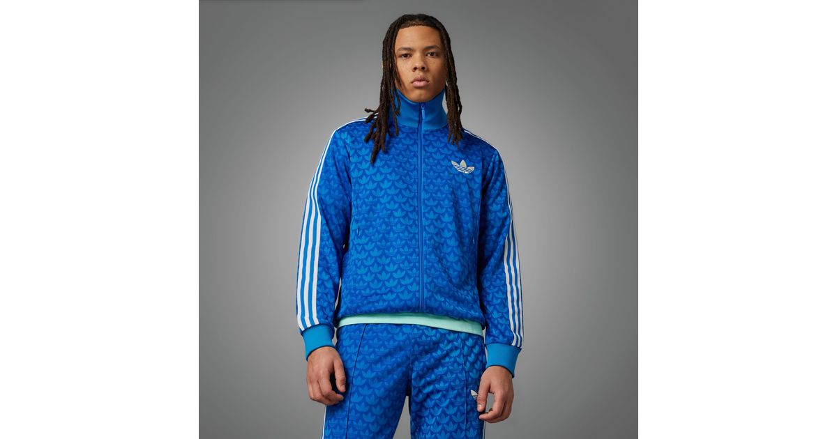 adidas Adicolor 70s Monogram Track Top in Blue for Men | Lyst UK