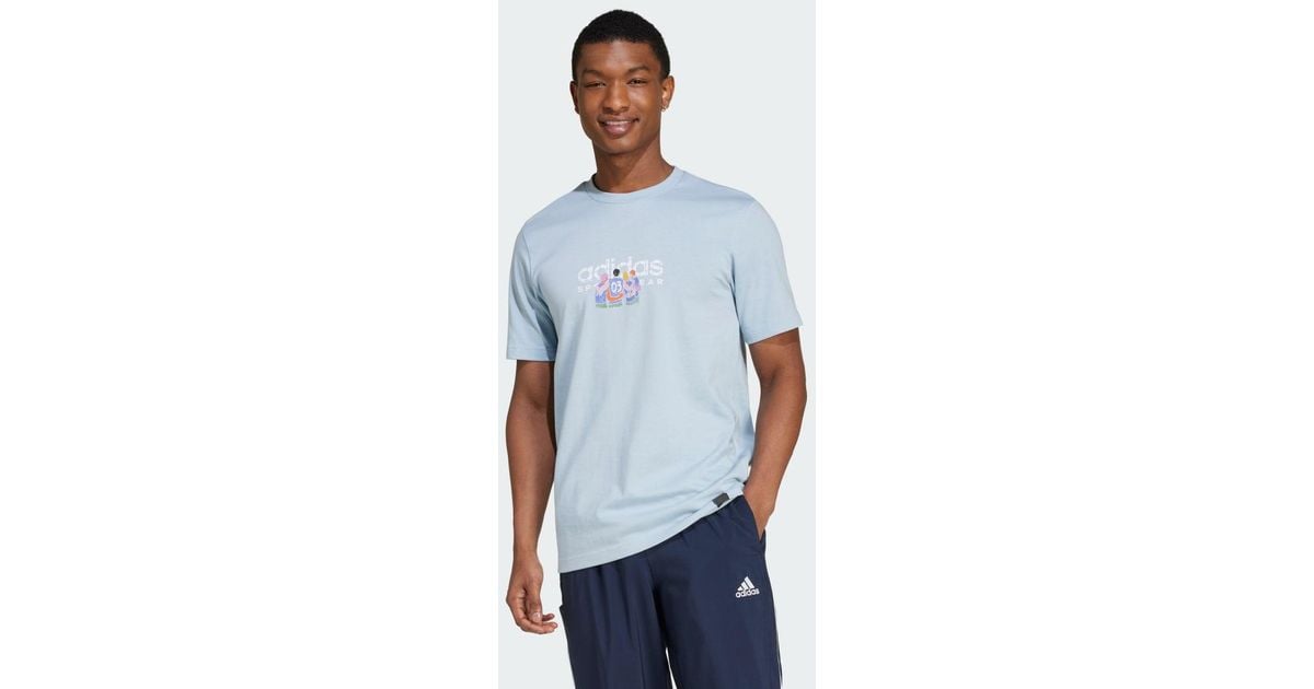 adidas Codes Linear Graphic T-Shirt in Blue for Men | Lyst UK
