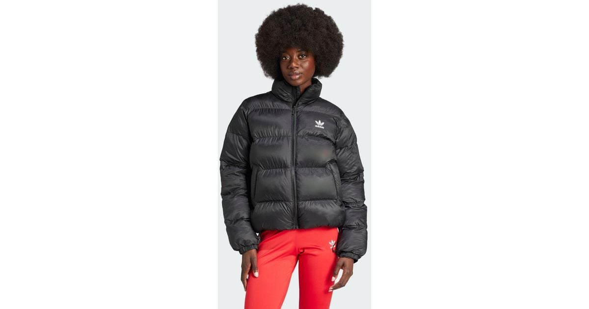 adidas Adicolor Short Puffer Jacket in Grey | Lyst UK