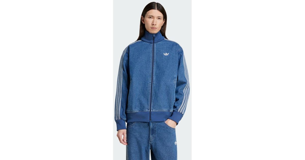 adidas Adicolor Denim Firebird Track Top in Blue for Men | Lyst UK