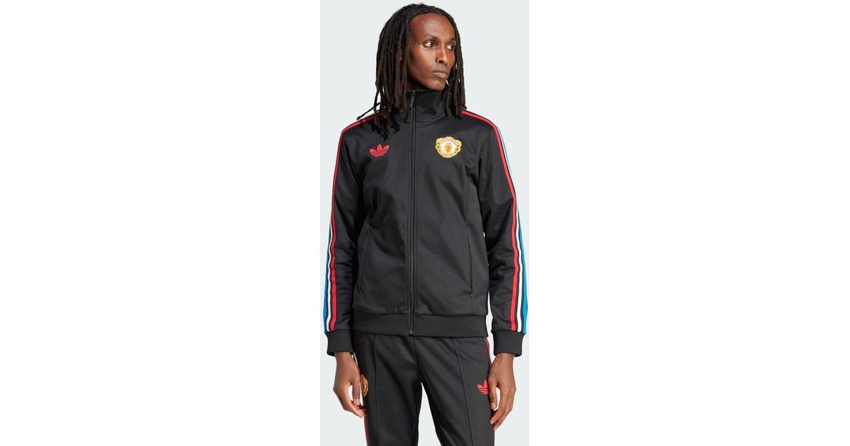 adidas Manchester United Stone Roses Originals Track Top in Black for ...