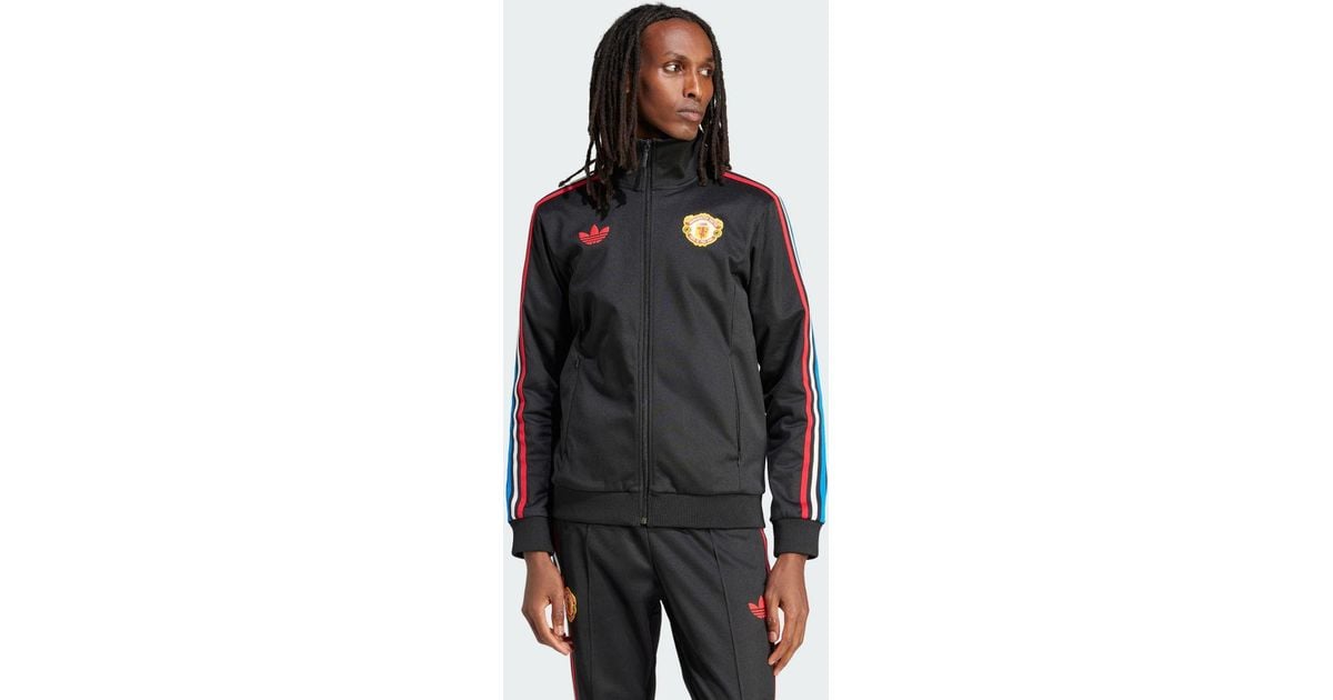 adidas Manchester United Stone Roses Originals Track Top in Black for ...