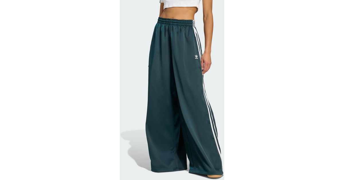 adidas Adicolor Satin Wide Leg Track Joggers in Blue | Lyst UK