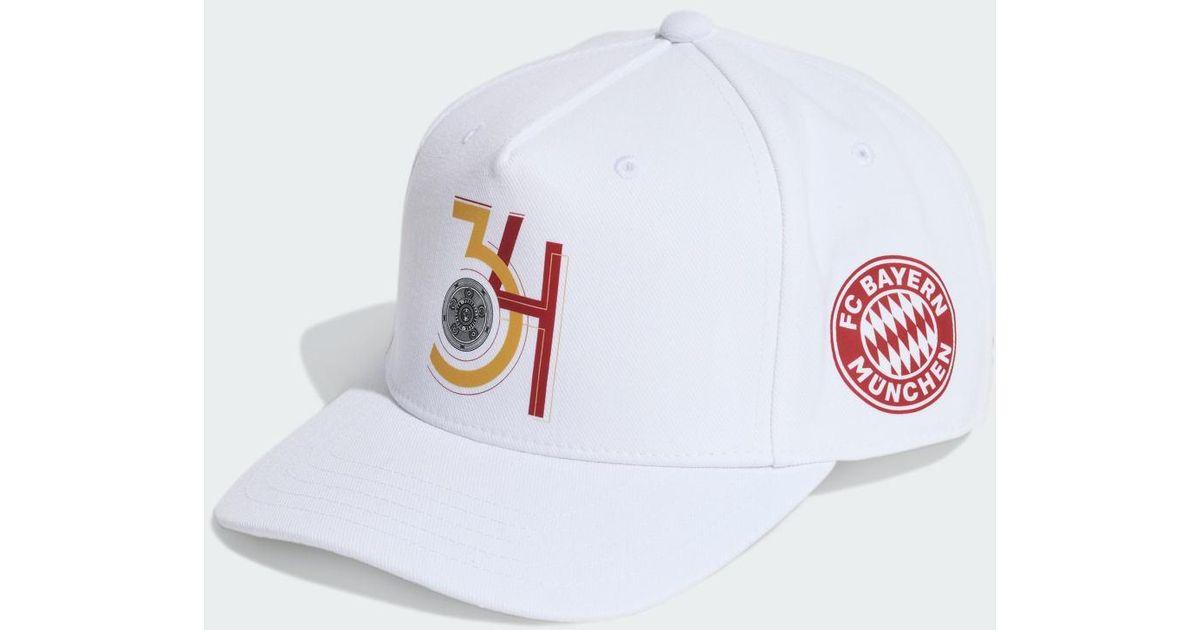 adidas Fcb Championship Winner Flat Cap in White | Lyst UK