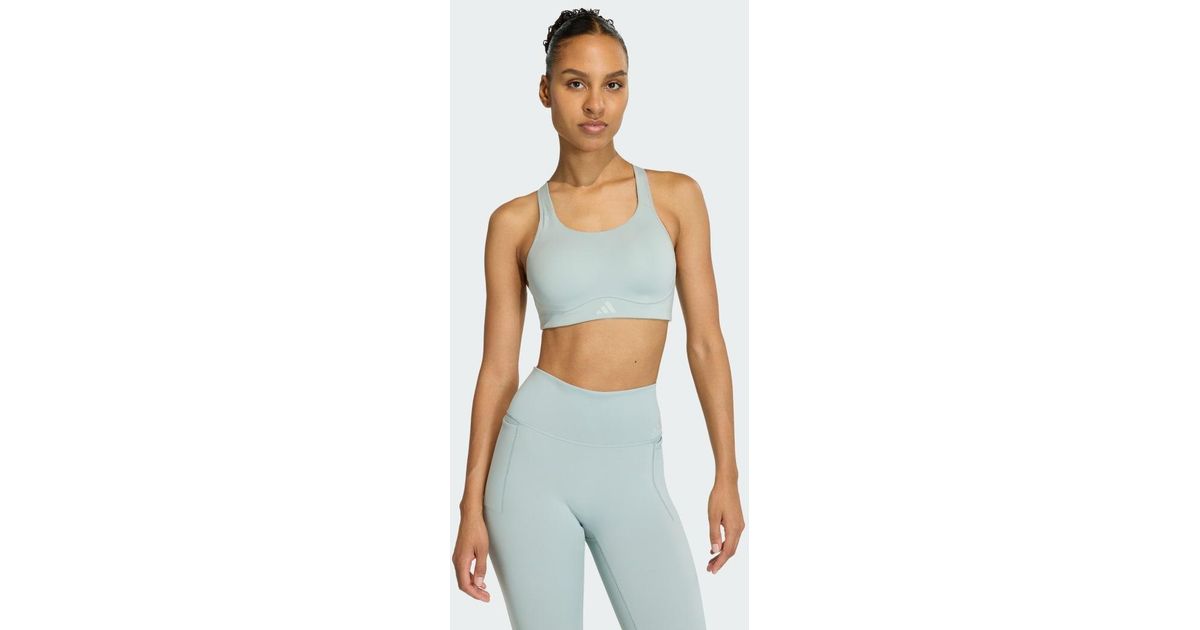adidas Optime Workout High Support Bra in Blue | Lyst UK