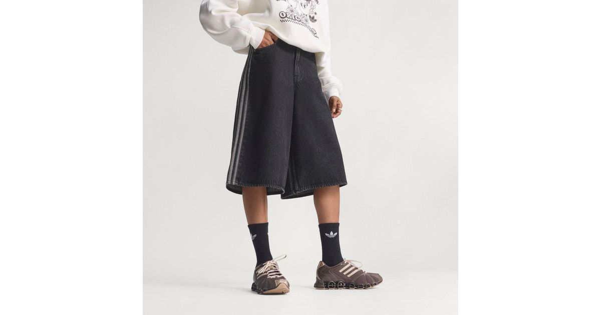 adidas Firebird Jorts Denim in Black | Lyst UK