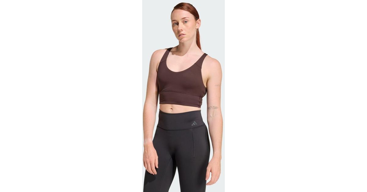 adidas 3 Stripes Studio All Me Light Support Bra in Red | Lyst UK