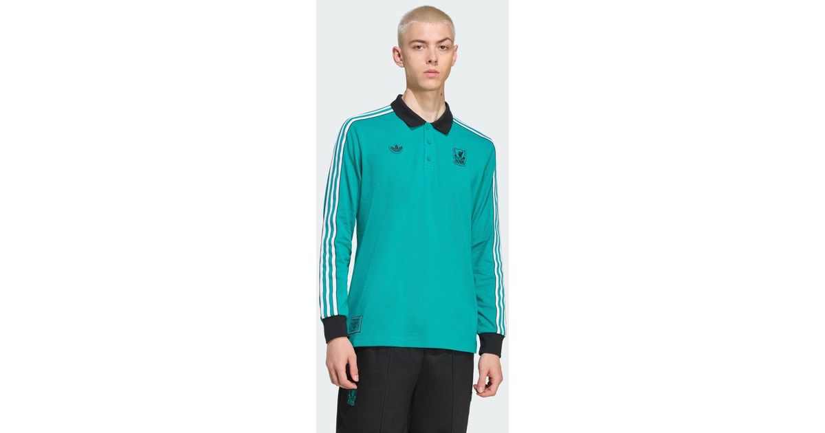 adidas Liverpool Fc Terrace Icons Long Sleeve Polo Shirt in Blue for ...