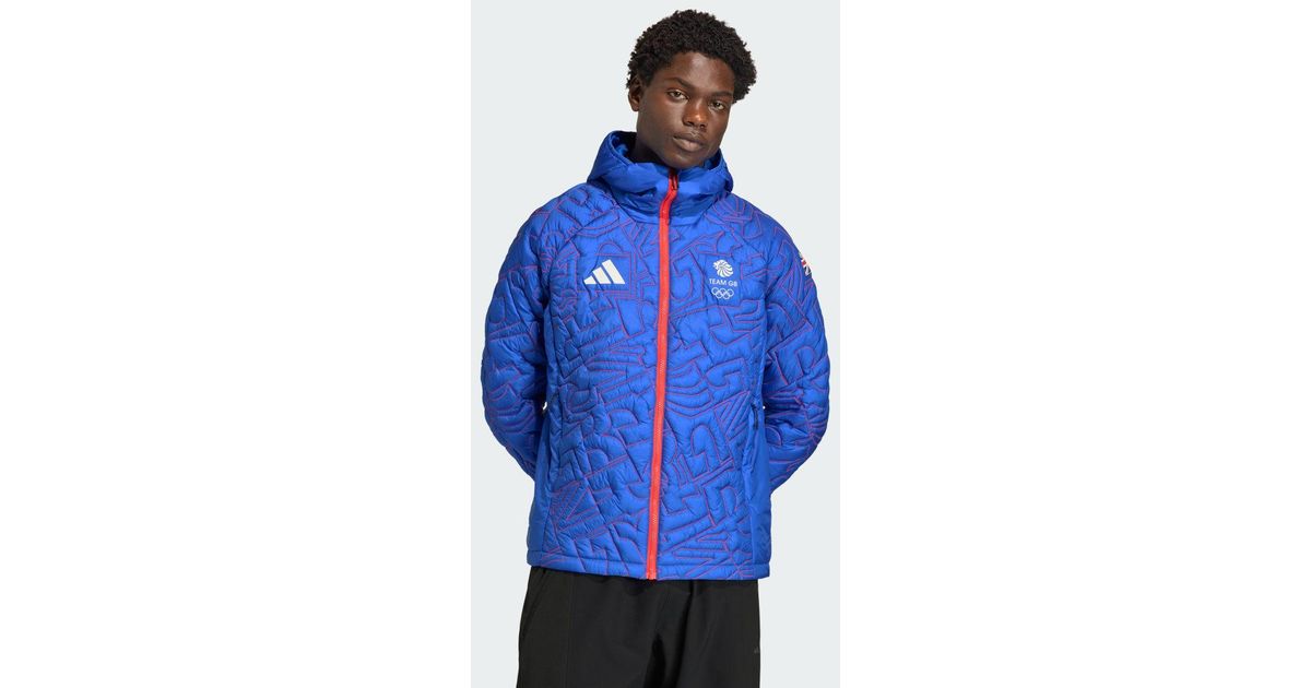 adidas Team Gb Xprp Rimaloft Insulated Hooded Jacket in Blue for Men ...