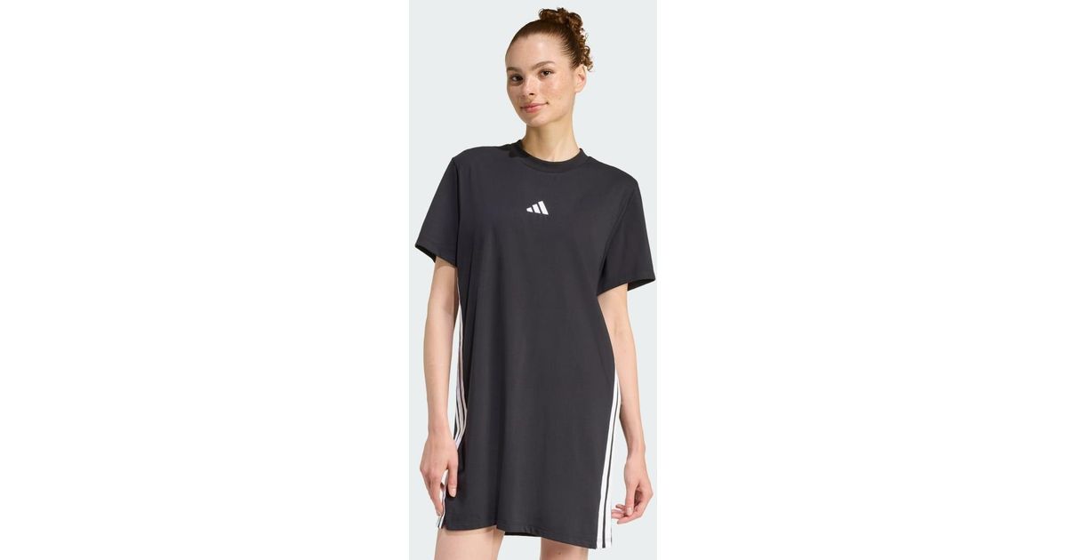 adidas Essentials 3-Stripes Tee Dress in Black | Lyst UK