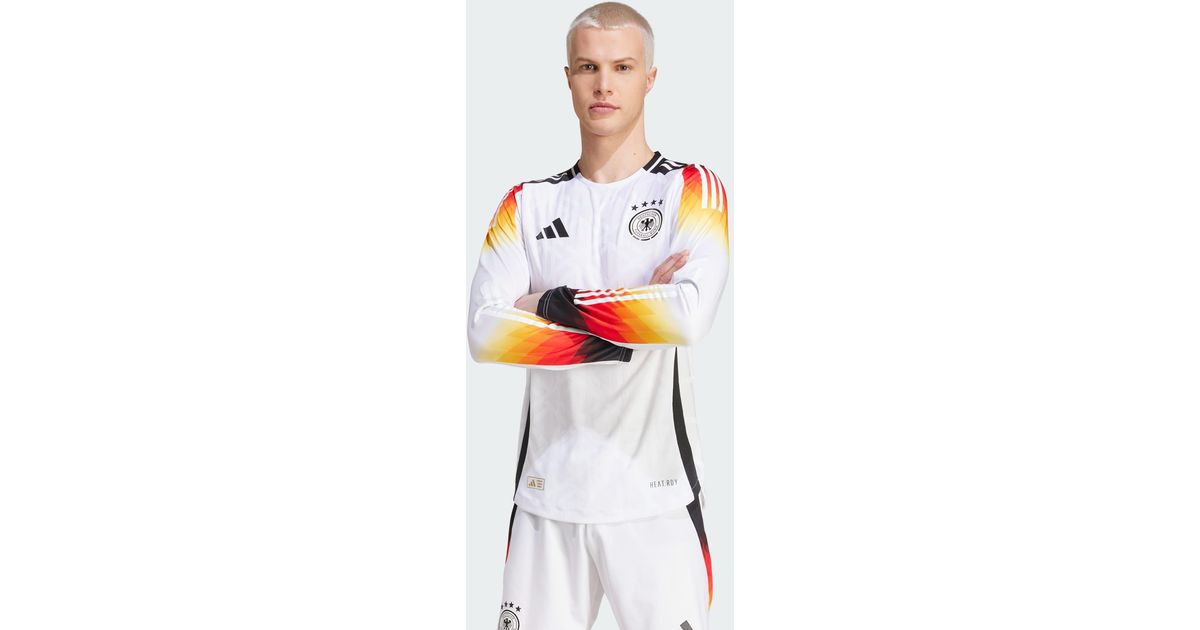 adidas Germany 24 Long Sleeve Home Authentic Jersey in White for Men ...