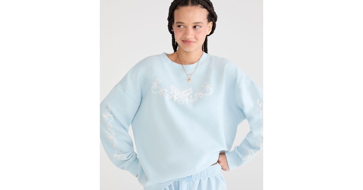 Aéropostale Cloud Soft Edgy Butterfly Crew Sweatshirt in Blue | Lyst