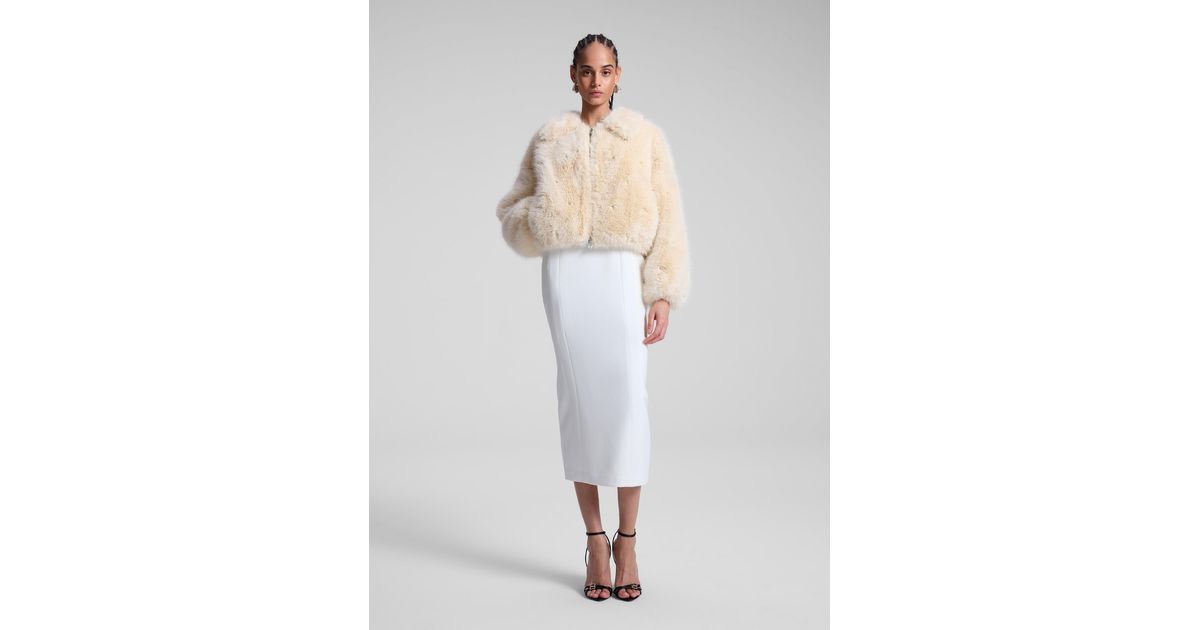 A.L.C. Esme Embellished Faux Fur Jacket in White | Lyst