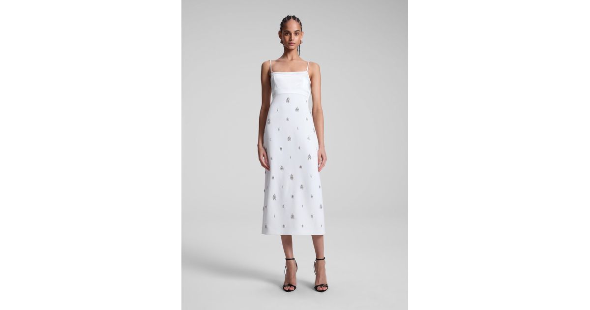 A.L.C. Alana Embellished Midi Dress in White | Lyst