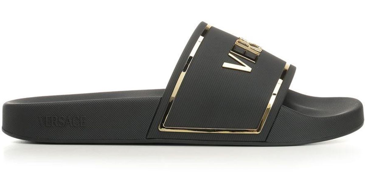 Versace Rubber Beach Slipper in Black | Lyst