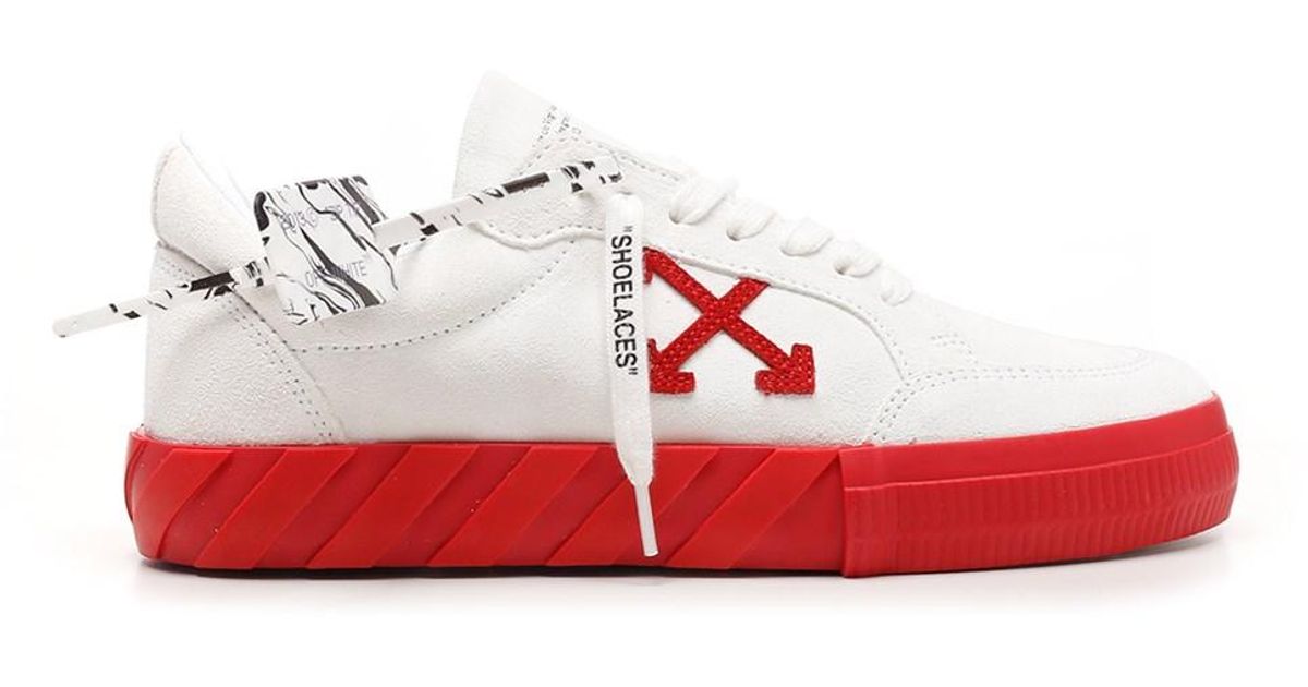 Off-White c/o Virgil Abloh White And Red Suede Vulcanized Low Sneakers ...
