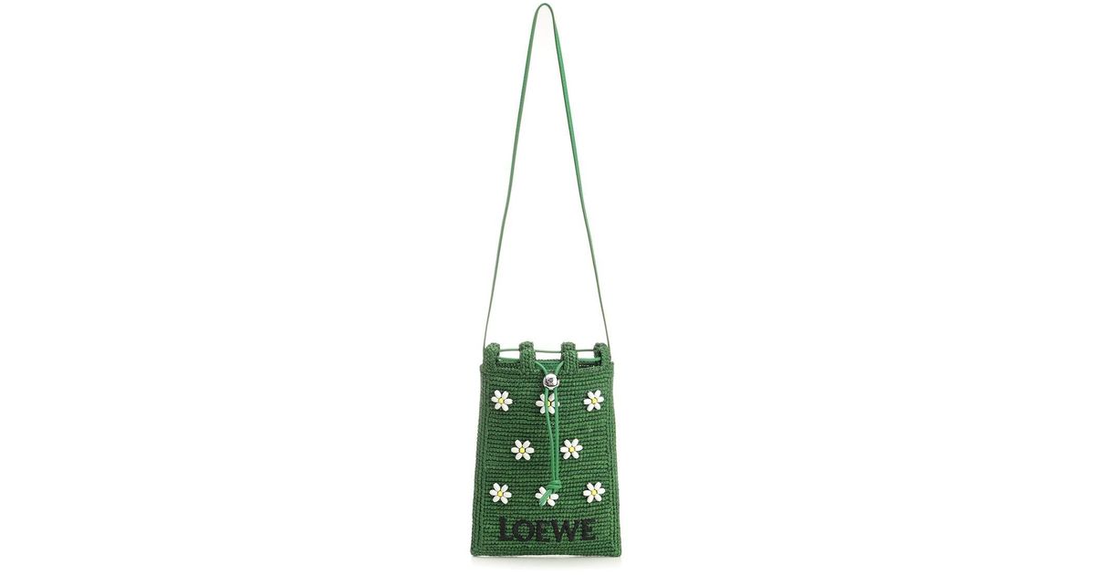Loewe Pocket With Flower Beads in Green | Lyst