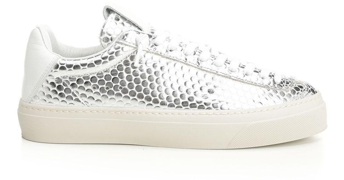 AQVA ALTA Laminated Leather Sneakers in White | Lyst