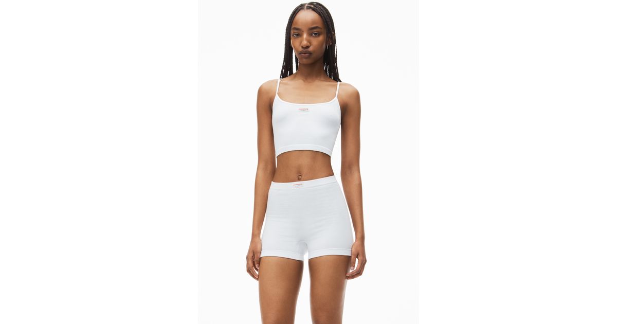 Alexander Wang Cropped Ribbed Cotton Cami Tank in White | Lyst