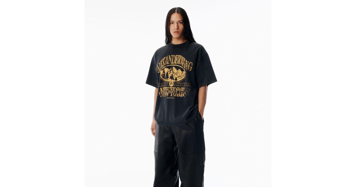 Alexander Wang Sunfade-Effect Wash Jersey Tee in Black | Lyst UK