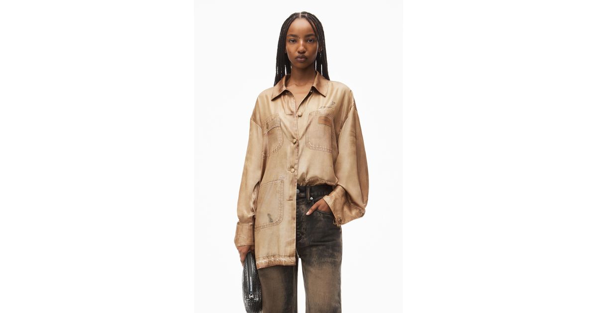 Alexander Wang Oversized Shirt In Workwewar Trompe-l'oeil Print in ...