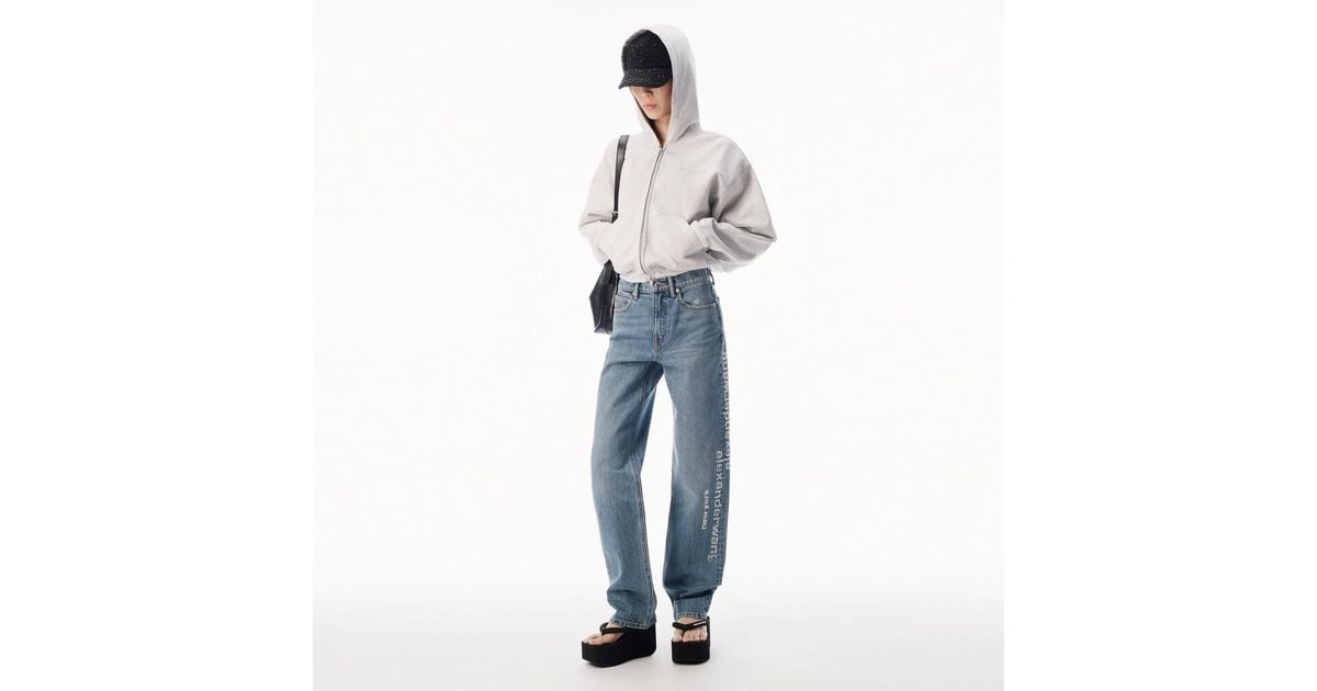 Alexander Wang Crystal Mirror Logo Ez Jean in Blue | Lyst