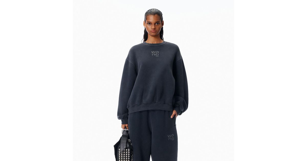 Alexander Wang Crystal Hotfix Logo Sweatshirt in Blue | Lyst UK