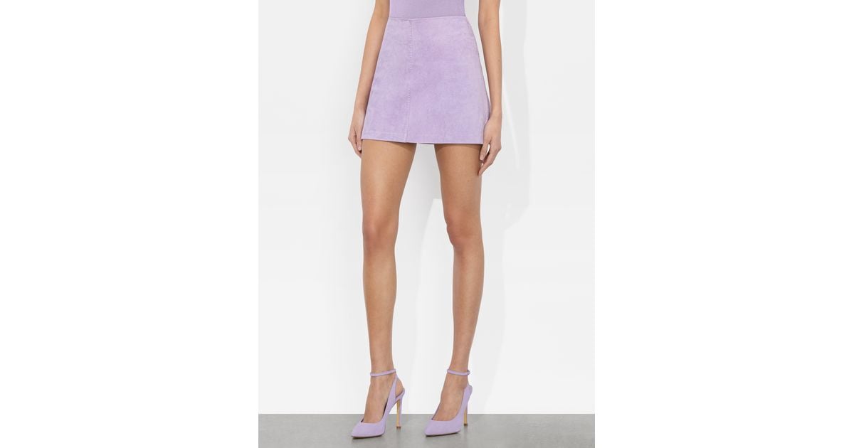 Alice + Olivia Riley Suede Mini Skirt in Purple | Lyst