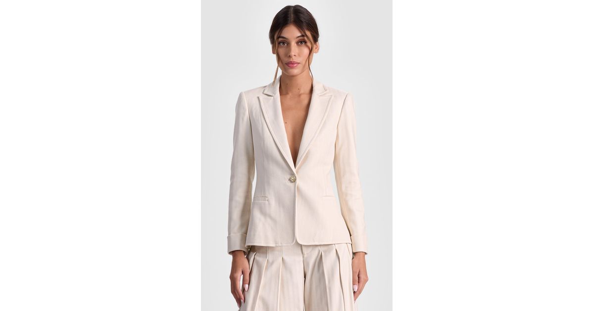 Alice + Olivia Ryder Slim Blazer in Natural | Lyst