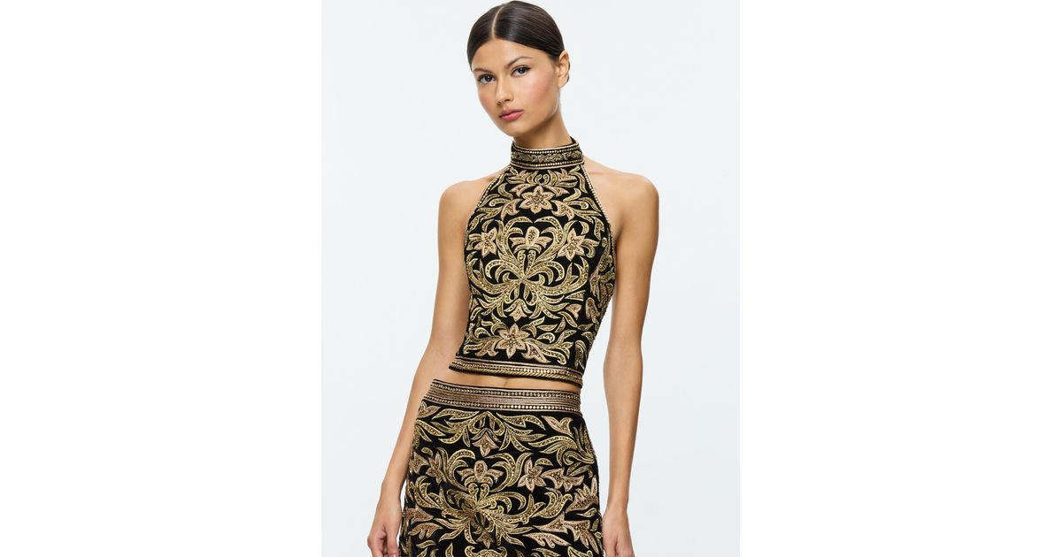Alice + Olivia Gatz Embellished Top | Lyst