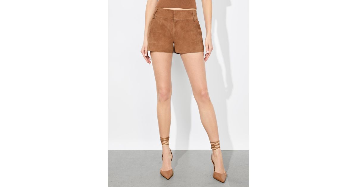 Alice + Olivia Cady Suede Short in Natural | Lyst