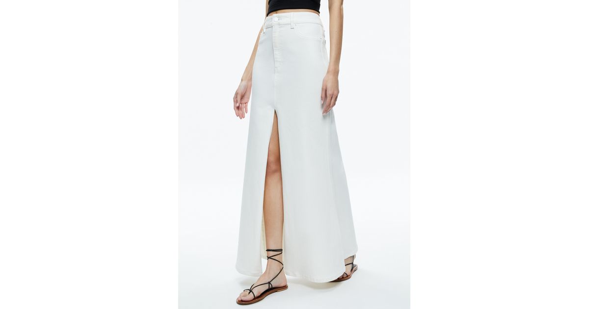 Alice + Olivia Rye High Rise Maxi Skirt in White | Lyst