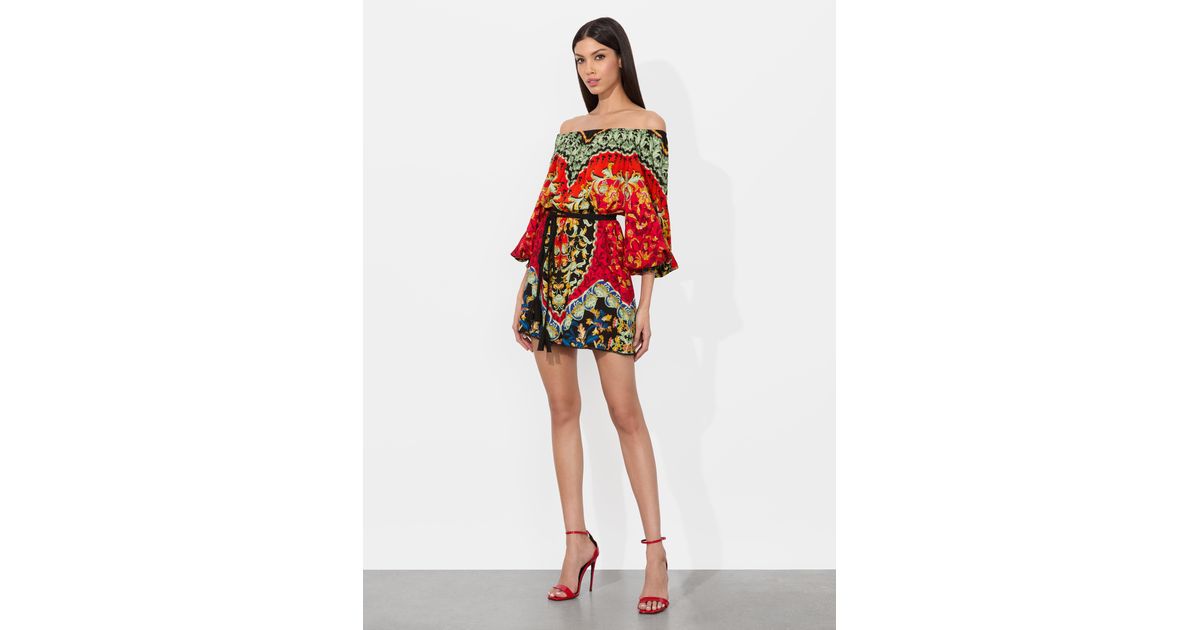 Alice + Olivia Artemis Mini Dress in Red | Lyst