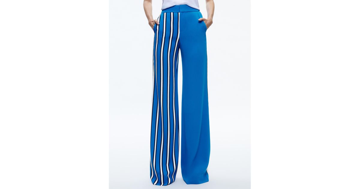Alice + Olivia Dylan High Rise Colorblock Pant in Blue | Lyst