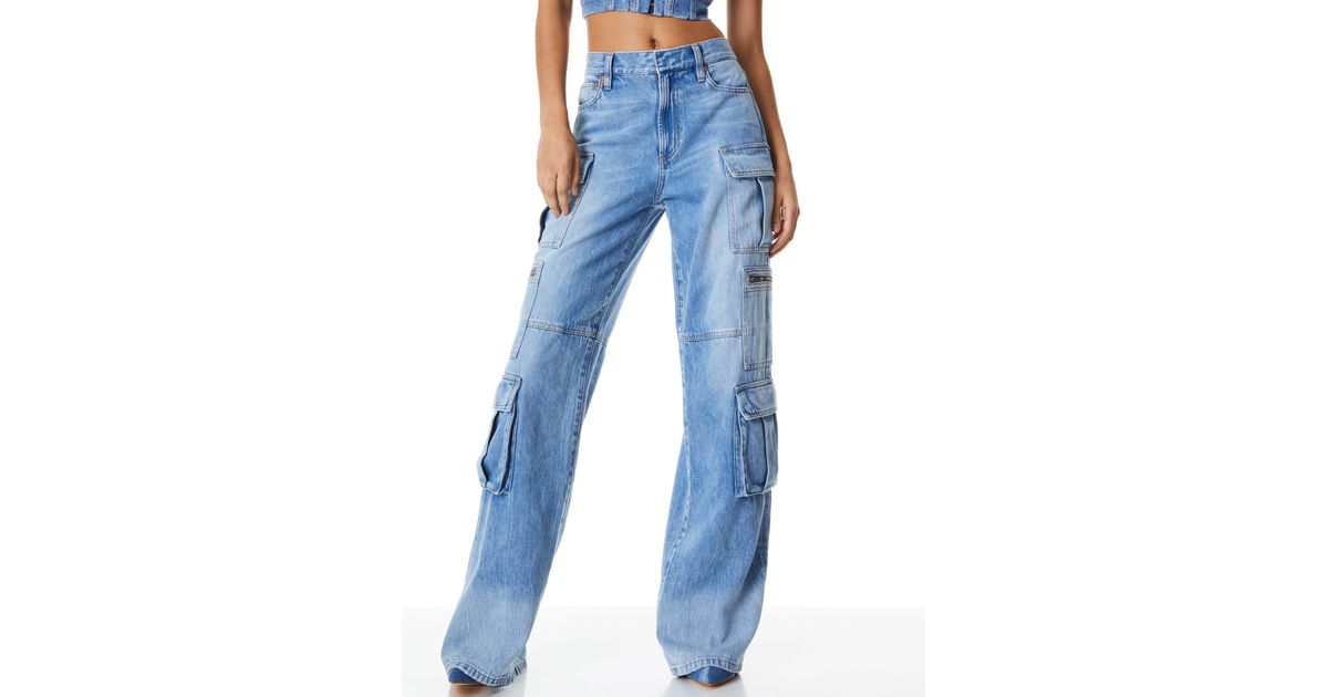 Alice + Olivia Cay Cargo Jean in Blue | Lyst