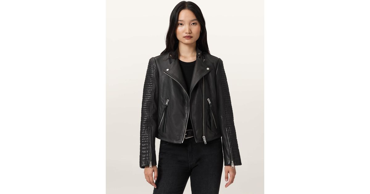 AllSaints Raul Leather Biker Jacket in Black | Lyst UK