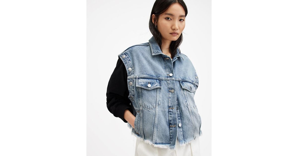 AllSaints Chlo 2-in-1 Oversized Denim Jacket, in Blue | Lyst